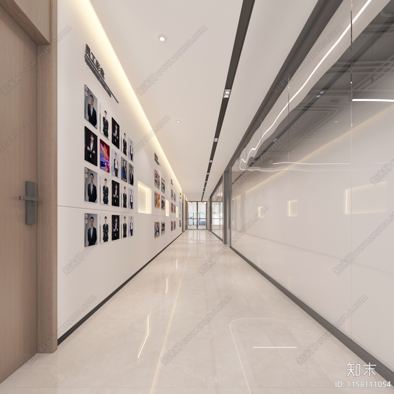 现代办公室走廊3d模型下载【id1158111054】知末3d模型网