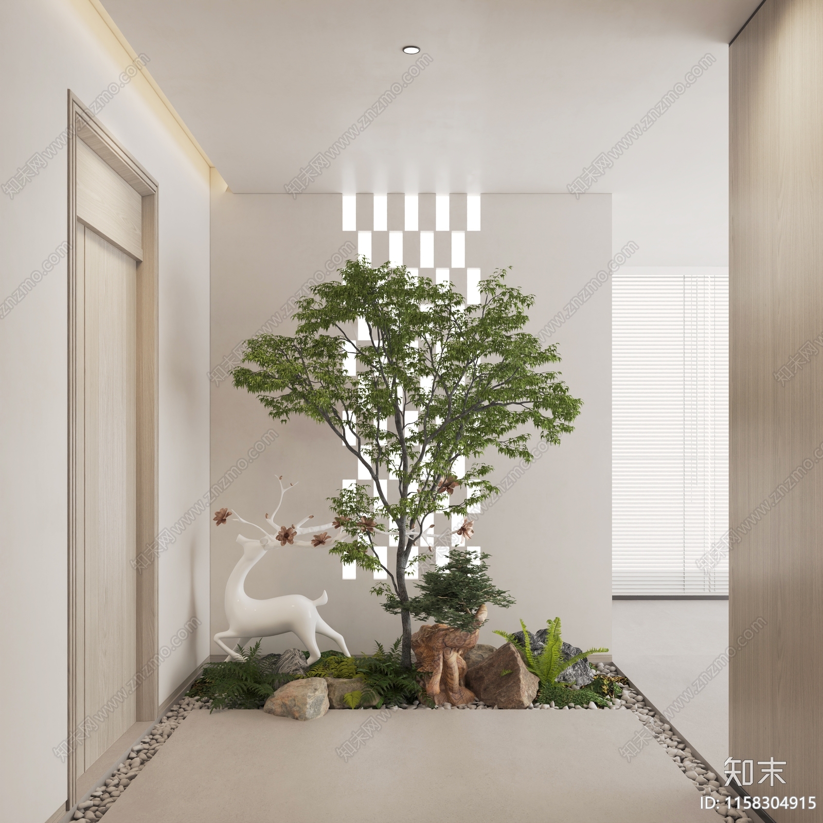 侘寂入户玄关装饰3d模型下载【id1158304915】知末3d模型网