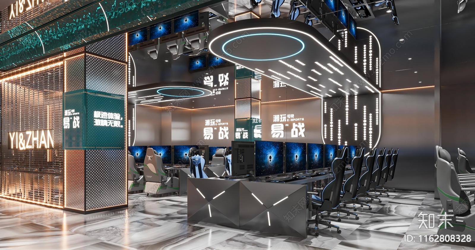 现代网吧网咖3d模型下载【id1162808328】知末3d模型网