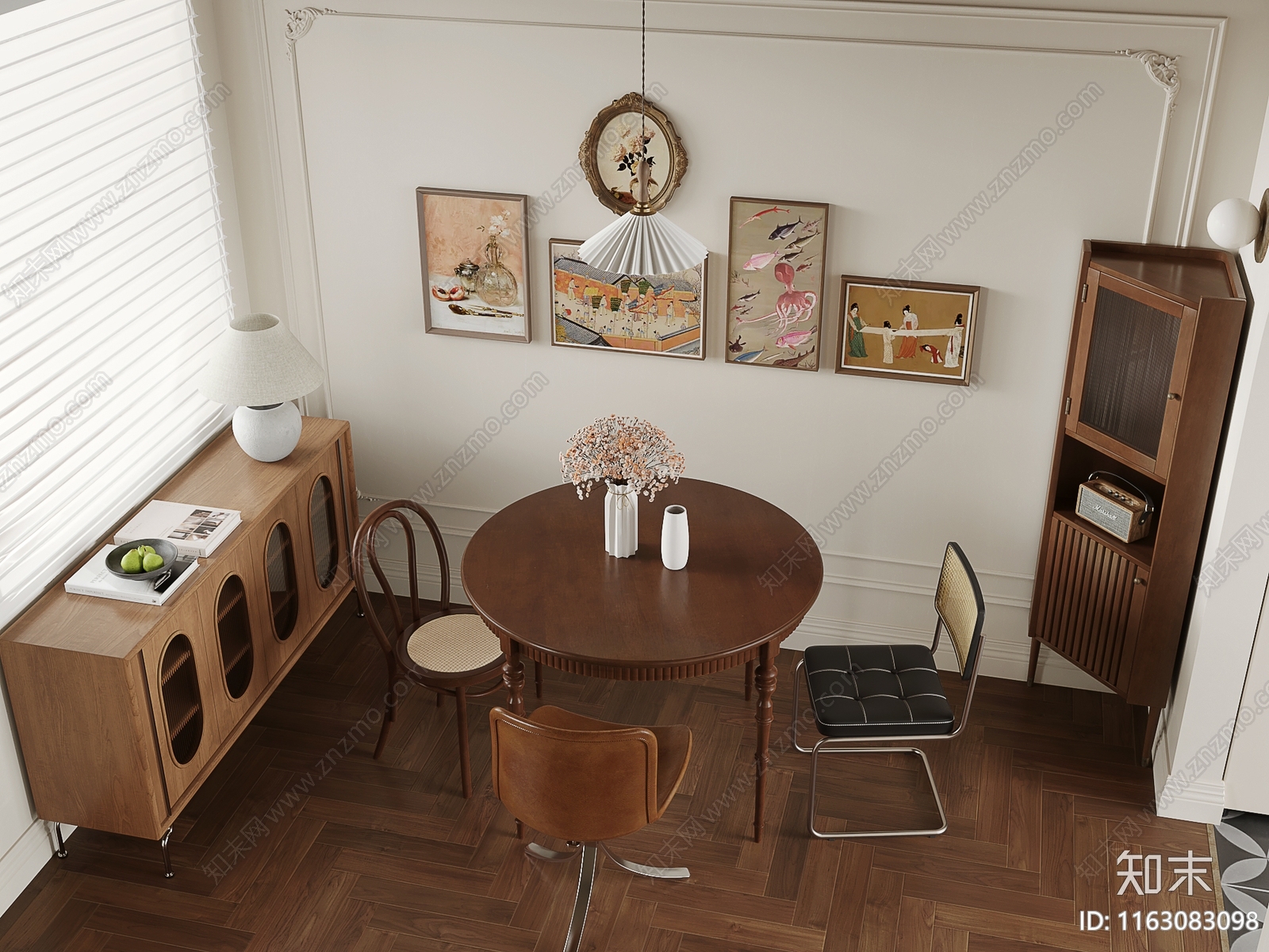 法式中古餐桌椅3d模型下载【id1163083098】知末3d模型网
