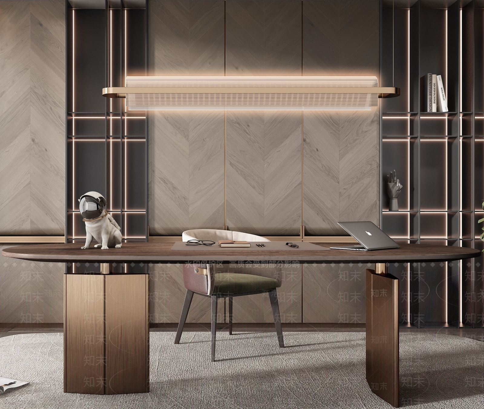 现代意式书桌SU模型下载【ID:1163269395】_知末su模型网