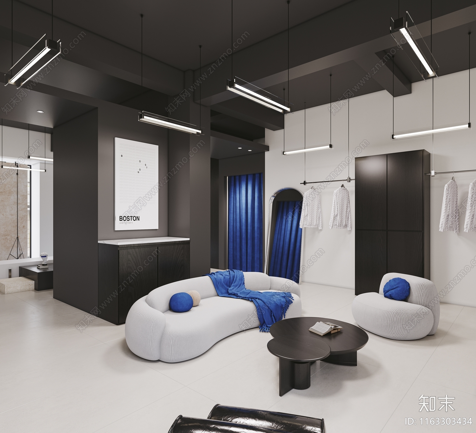 现代极简服装店3d模型下载【id1163303434】知末3d模型网