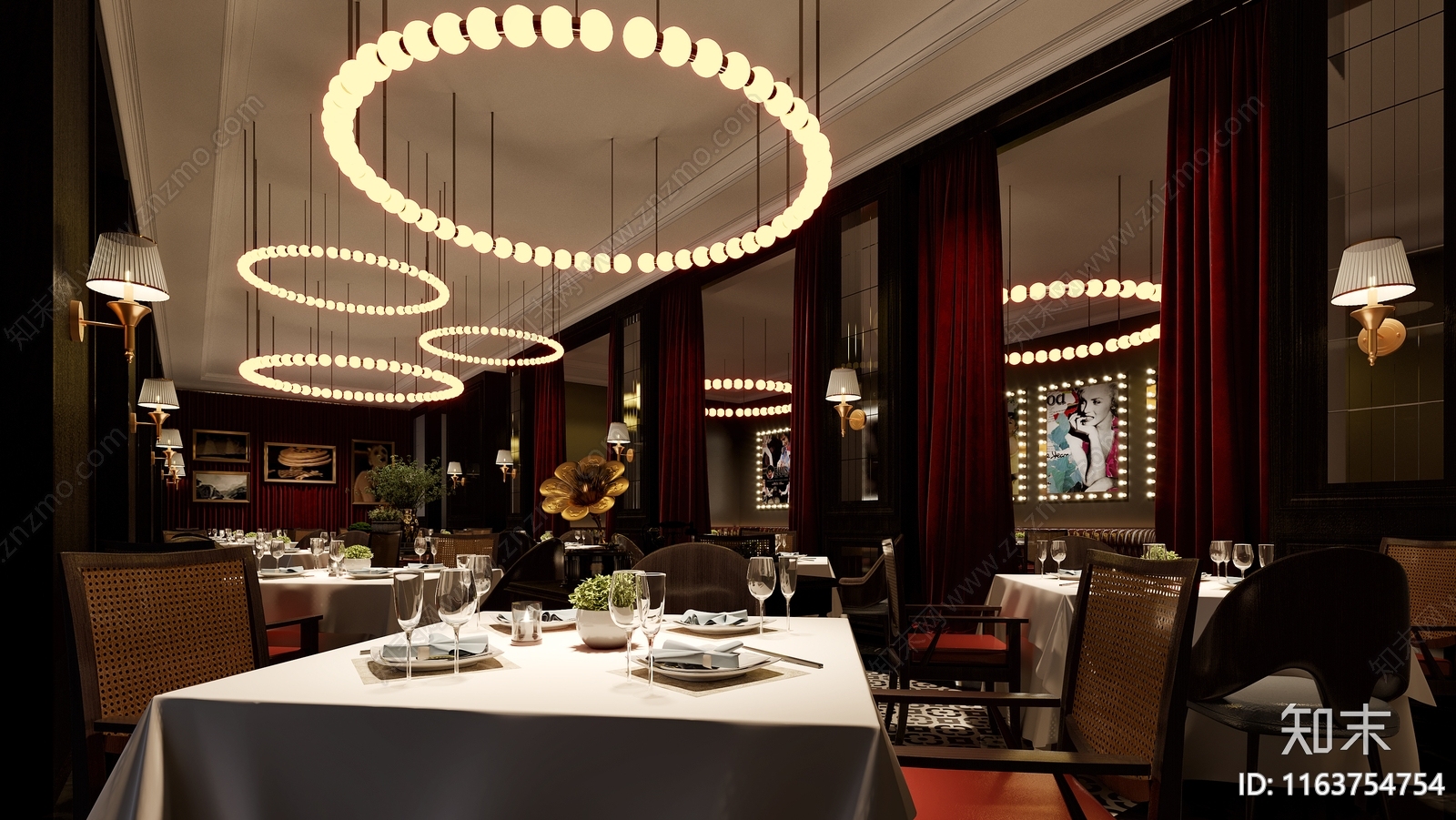 复古西餐厅3D模型下载【ID:1163754754】_知末3d模型网