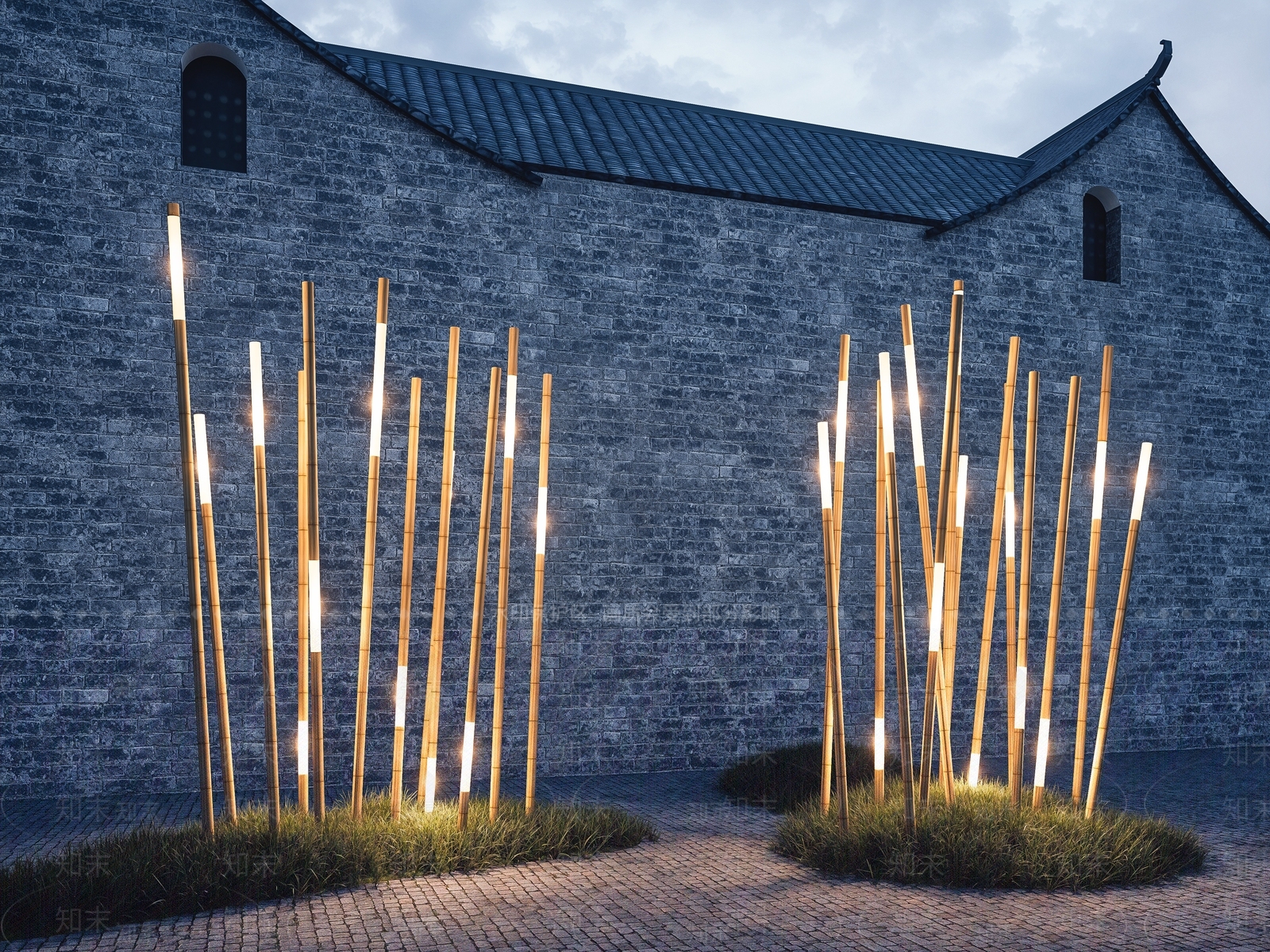 新中式现代景观灯SU模型下载【ID:1172490498】_知末su模型网