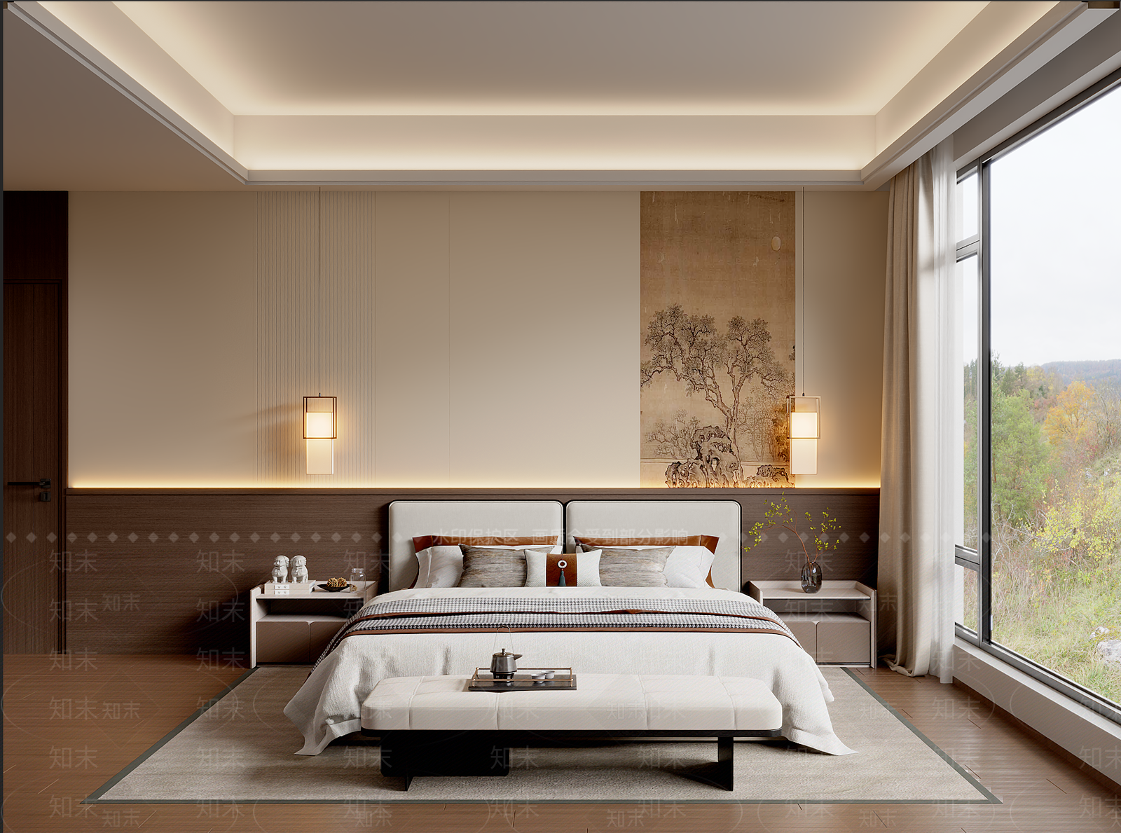 新中式中式家居卧室3D模型下载【ID:1185913134】_知末3d模型网