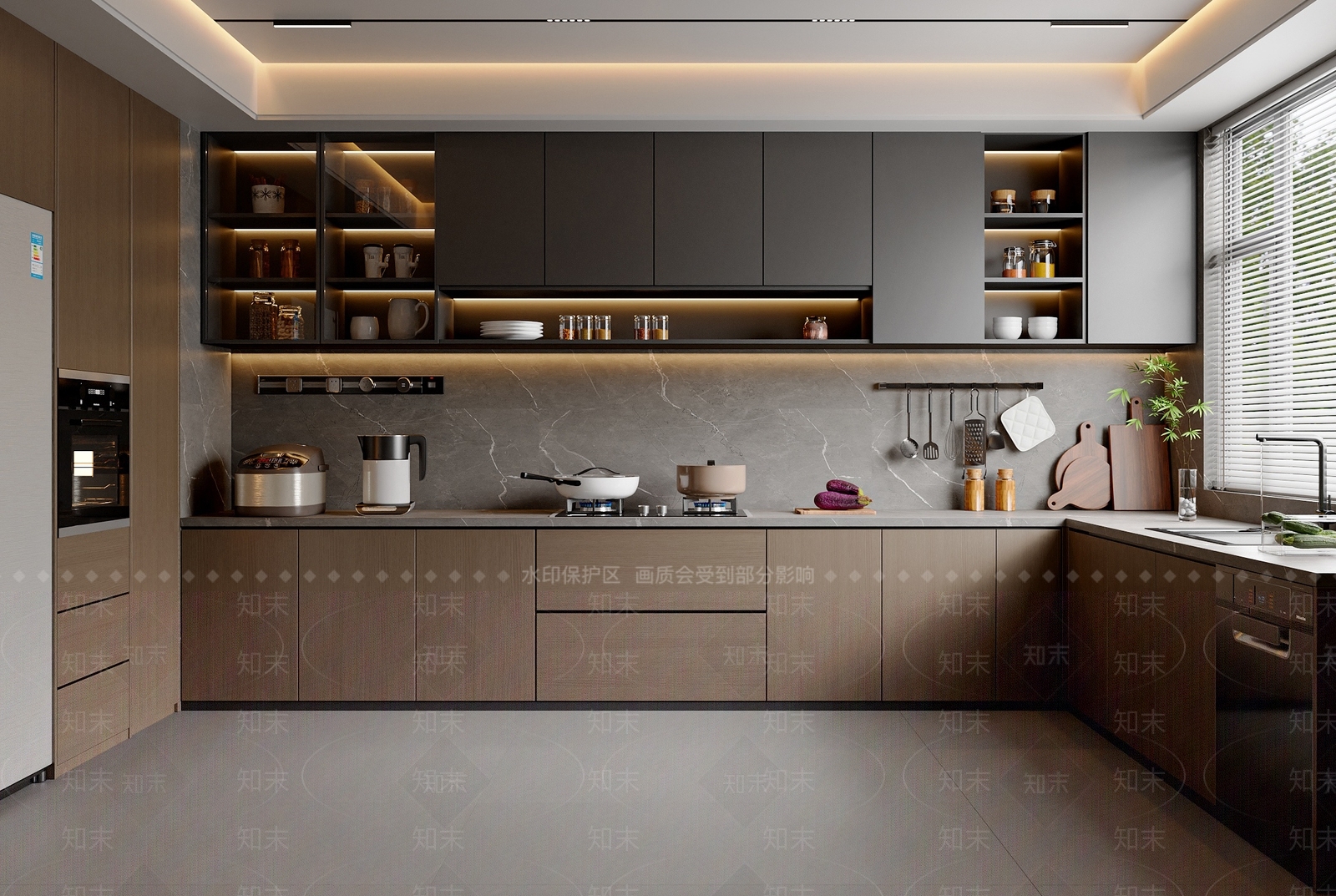 现代意式封闭式厨房SU模型下载【ID:1188284637】_知末su模型网