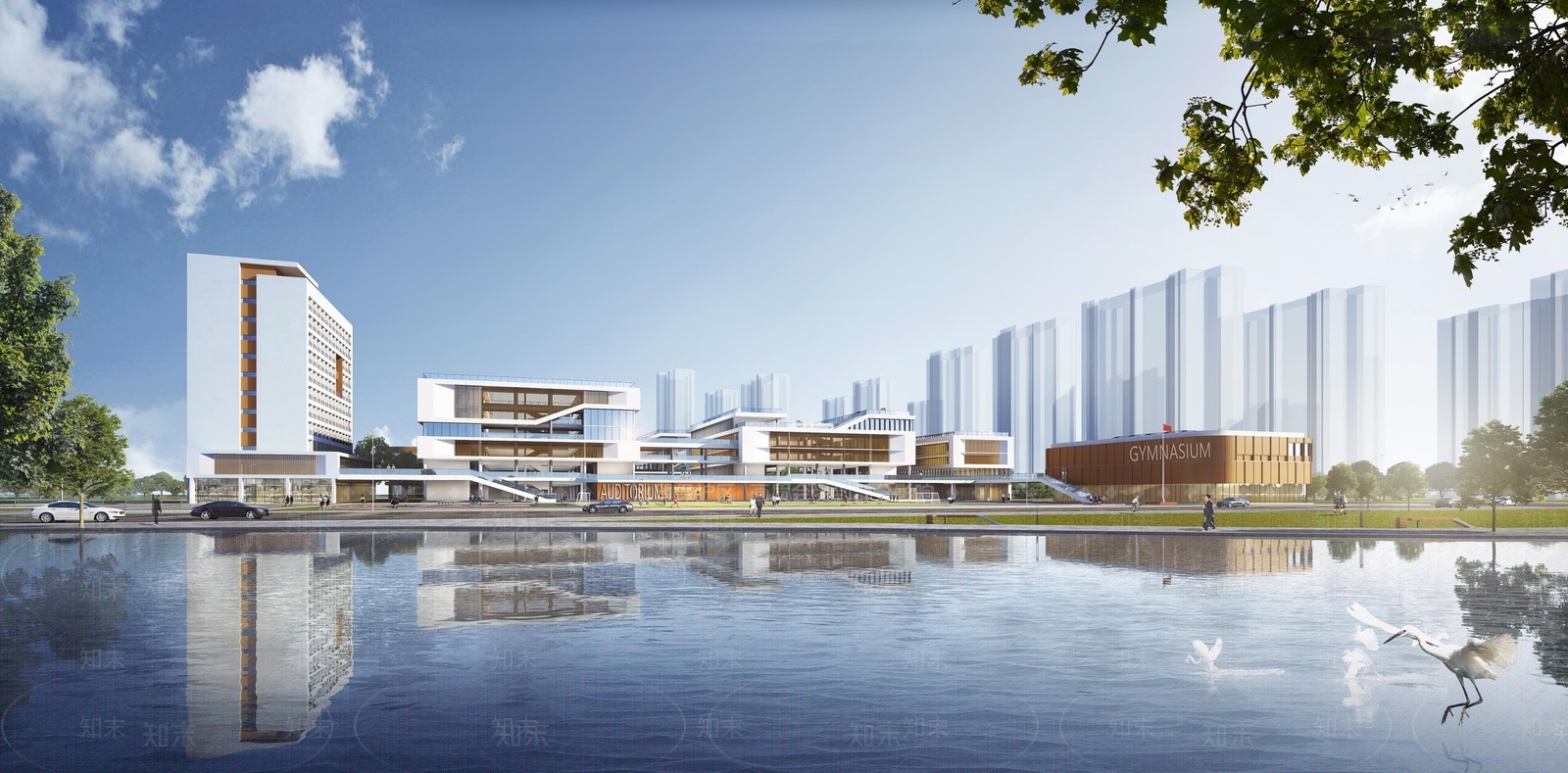 现代学校建筑SU模型下载【ID:1197432447】_知末su模型网