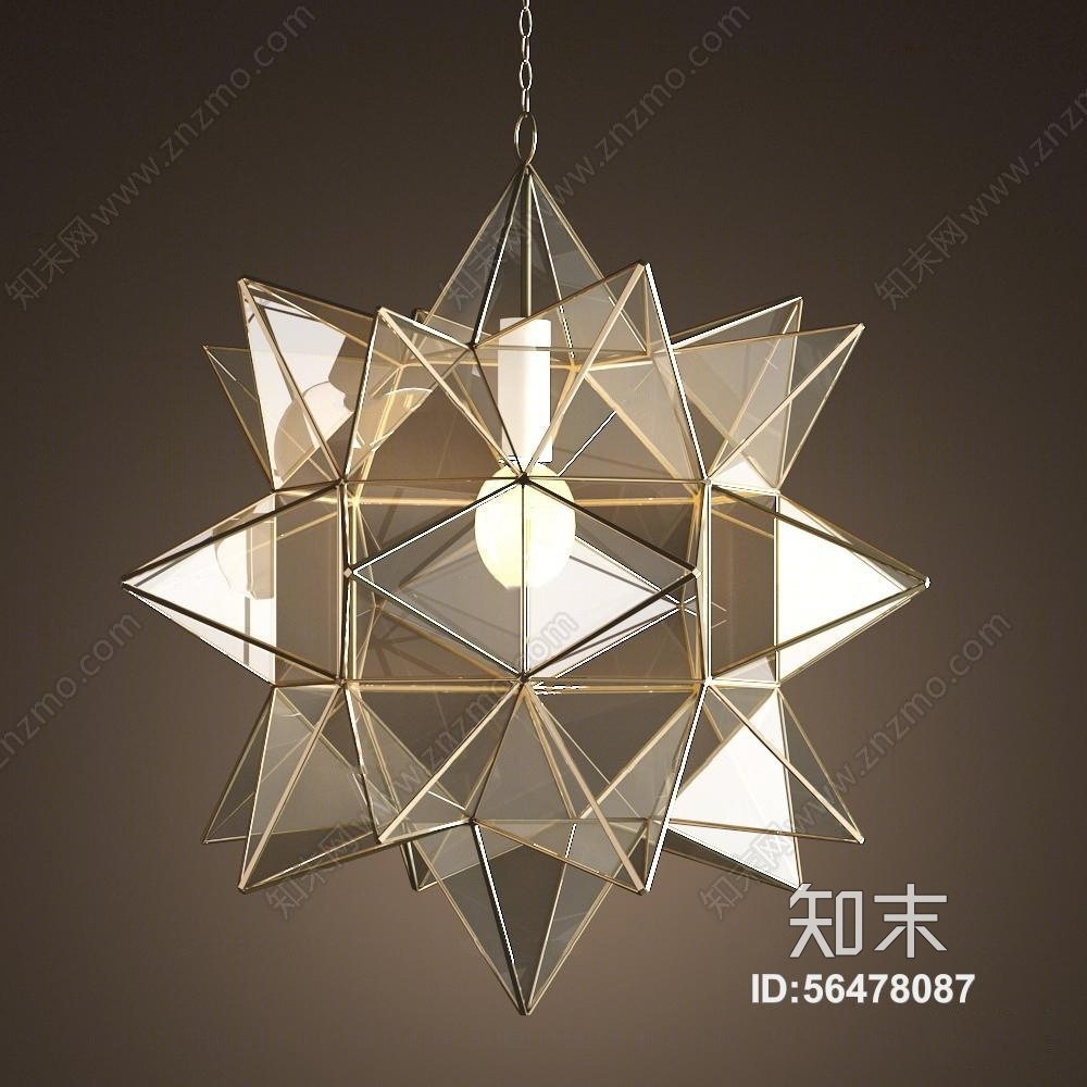 现代多边形玻璃吊灯3d模型下载【id56478087】知末3d模型网