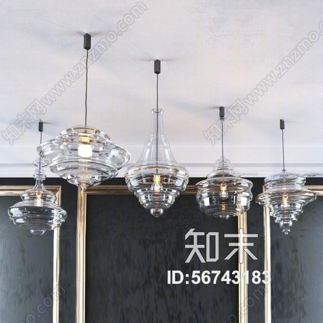 现代玻璃吊灯组合3d模型下载【id56743183】知末3d模型网