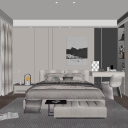 现代家居卧室3D模型下载【ID:1146039189】_知末3d模型网