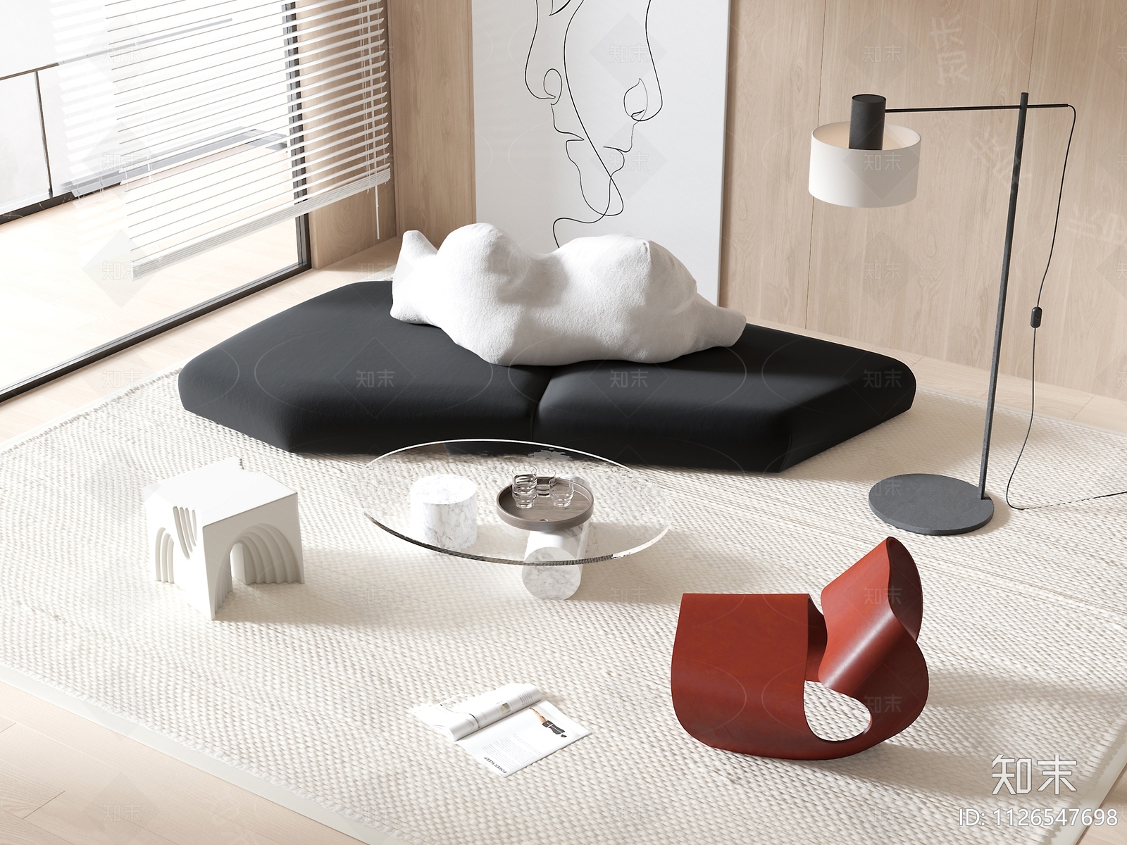 edra现代沙发茶几组合3D模型下载【ID:1126547698】_知末3d模型网