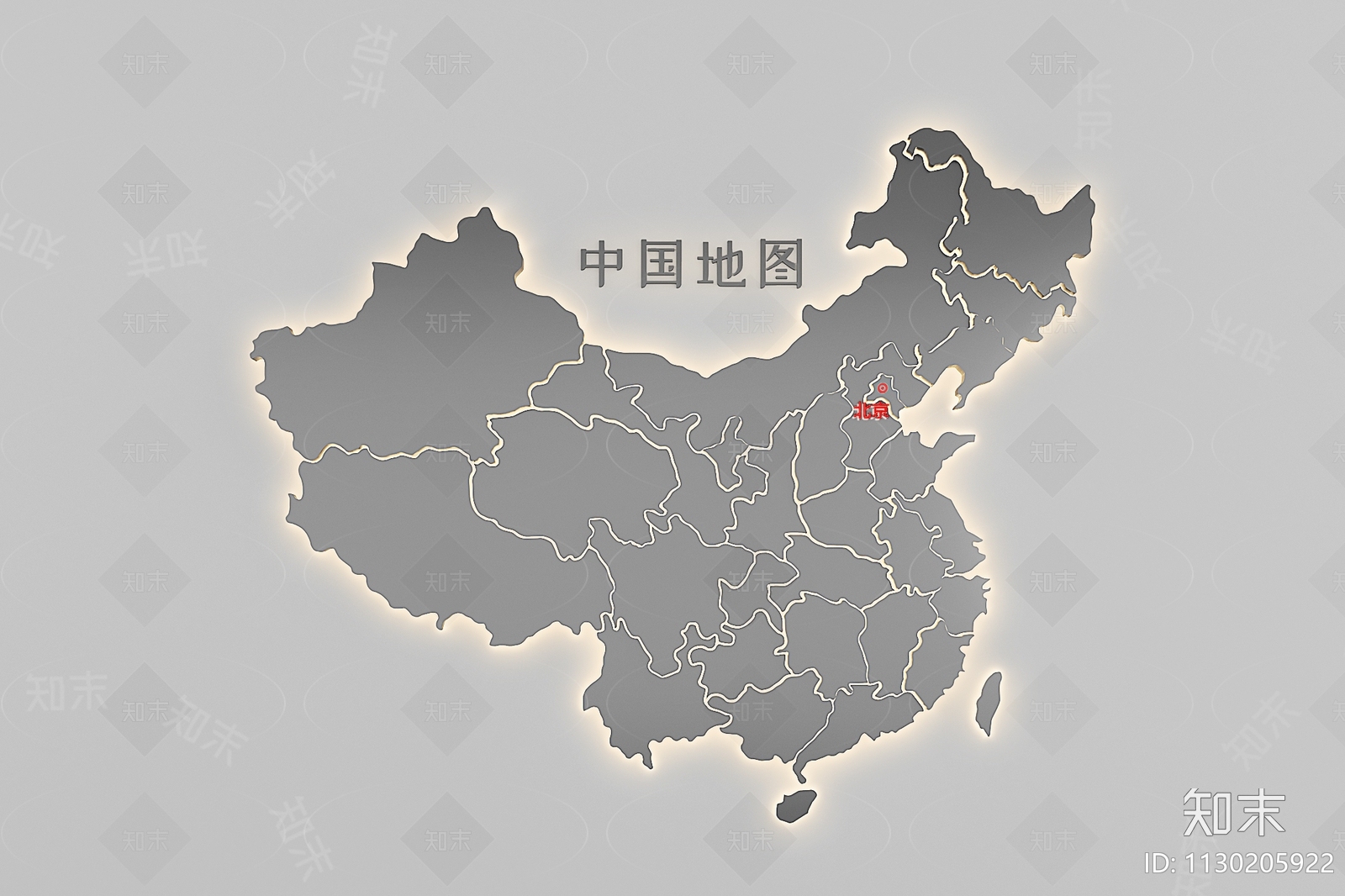 现代中国地图墙饰挂件3D模型下载【ID:1130205922】_知末3d模型网