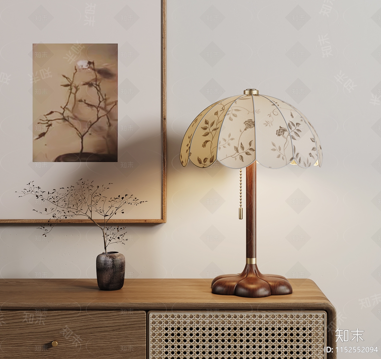侘寂中古风台灯3d模型下载【id1152552094】知末3d模型网
