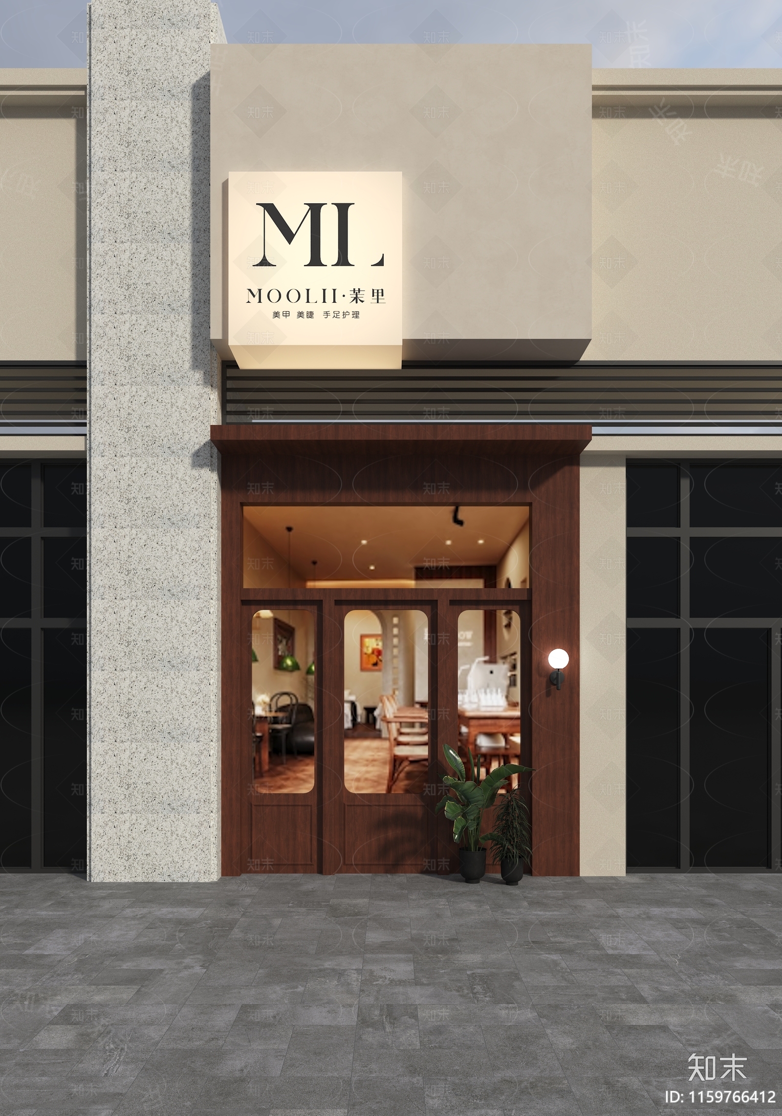 现代美甲店门头3D模型下载【ID:1159766412】_知末3d模型网