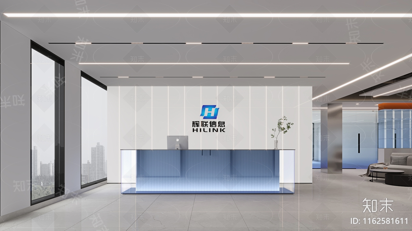 现代办公室前台3D模型下载【ID:1162581611】_知末3d模型网